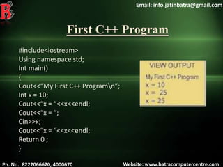 C++ Training Institute in Ambala ! Batra Computer Centre | PPT