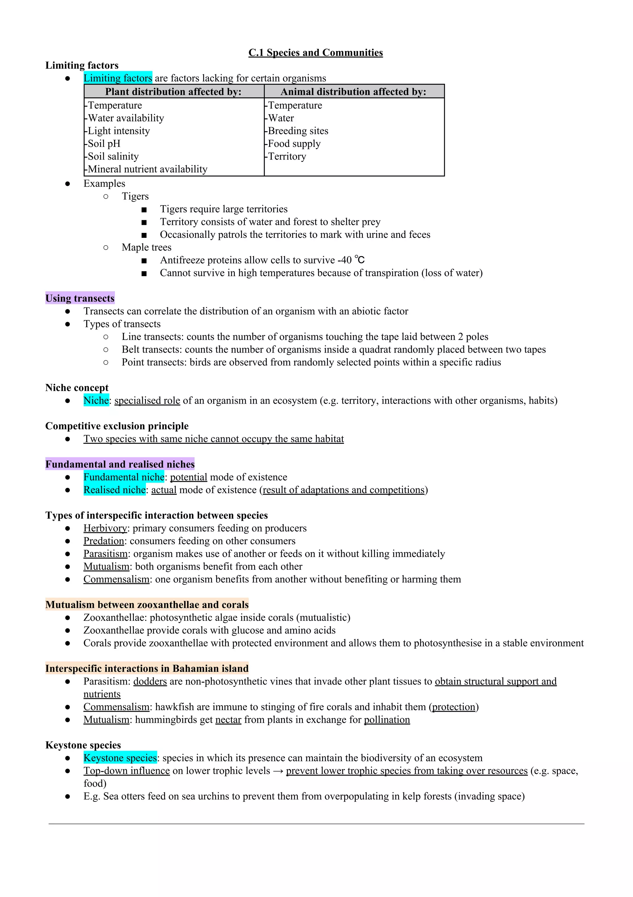 C.1-C.6 Ecology and Conservation Notes | PDF