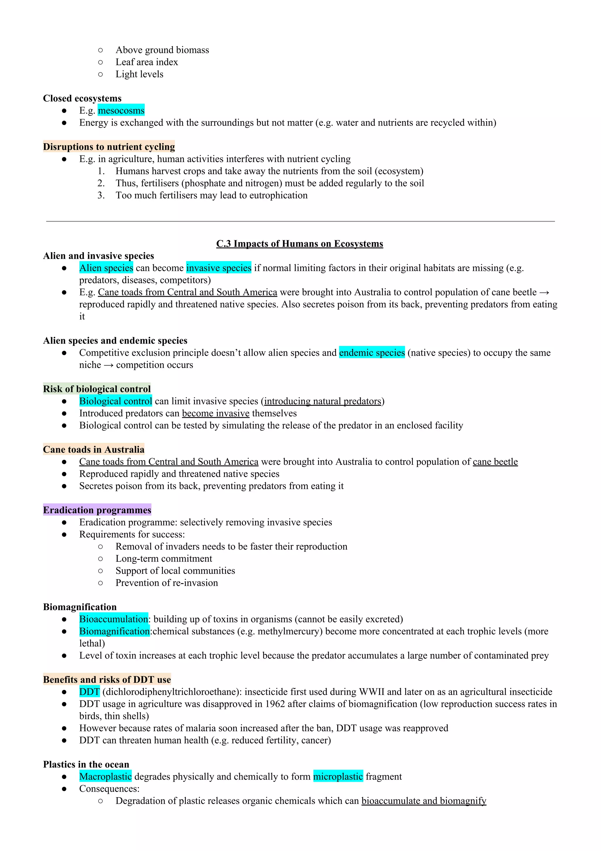 C.1-C.6 Ecology and Conservation Notes | PDF