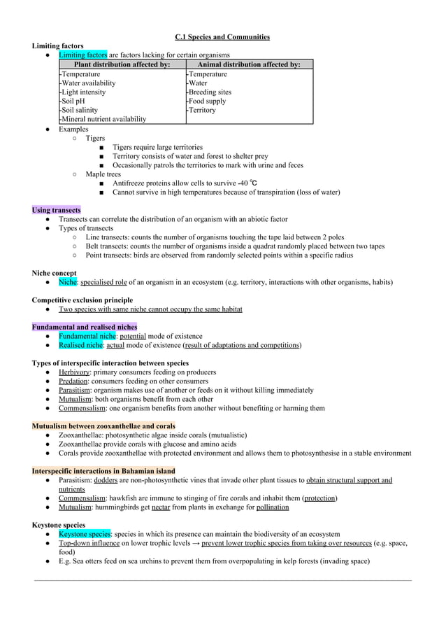C.1-C.6 Ecology and Conservation Notes | PDF