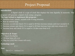 Proposal for project ofdigital class in C++ | PPT