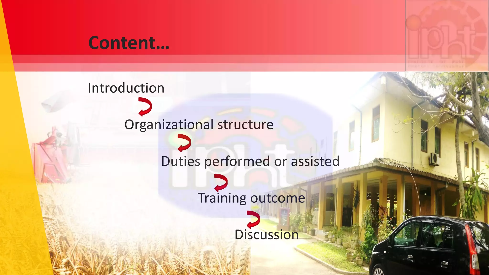IPHT industrial training final presentation | PDF