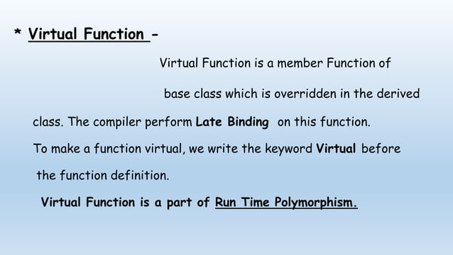 polymorphism and virtual function | PPTX