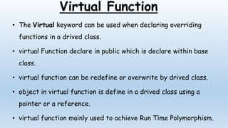 polymorphism and virtual function | PPTX