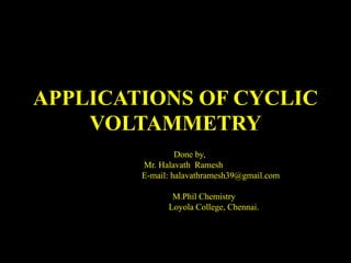 Cyclic Voltammetry Application | PPTX