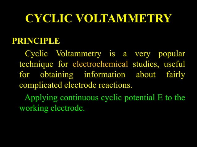 Cyclic Voltammetry Application | PPTX | Chemistry | Science