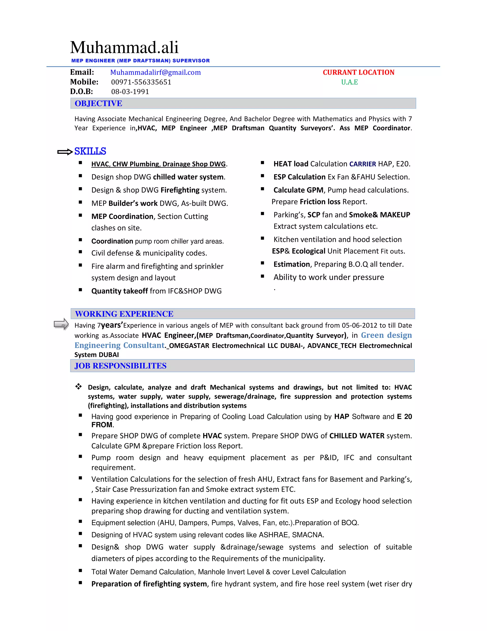 C.v mep engineer draftsman | PDF