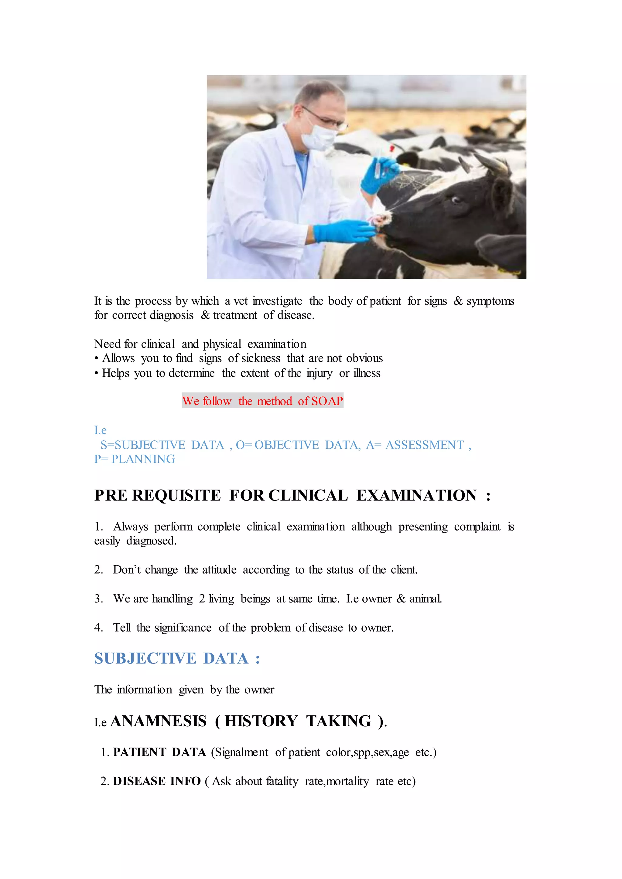 Clinical examination of animals | DOC