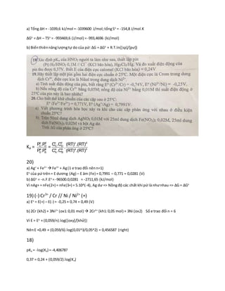 Ôn tập cuối kỳ Hóa Đại Cương năm nhất | DOCX