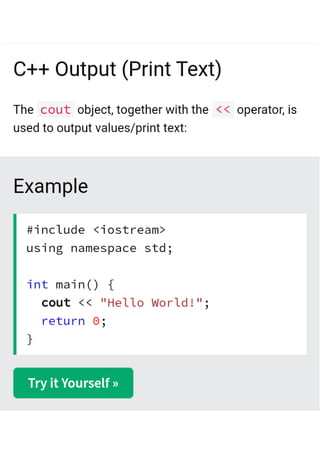 C++ Output (Print Text) Part 4 | PDF | Programming Languages | Computing