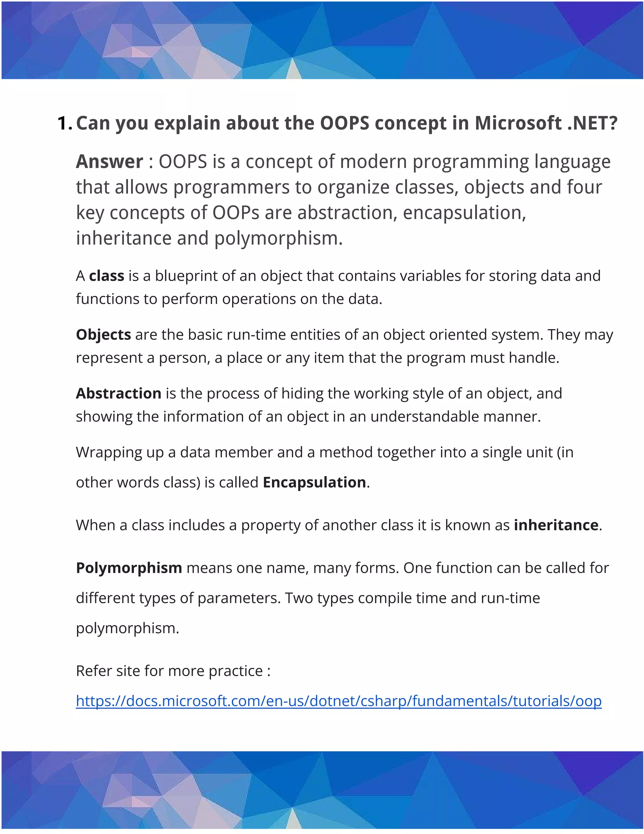 C#.net interview questions for dynamics 365 ce crm developers | PDF