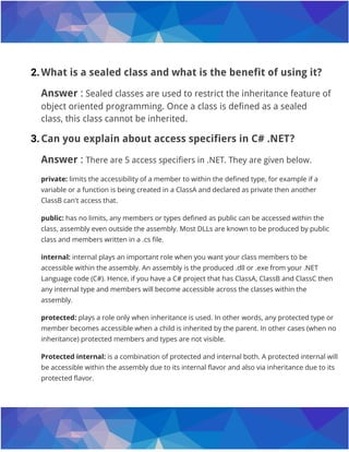 C#.net interview questions for dynamics 365 ce crm developers | PDF