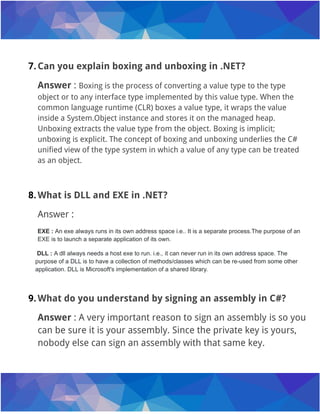 C#.net interview questions for dynamics 365 ce crm developers | PDF