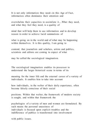 C. Wright Mills, The Promise [of Sociology]” Excerpt from | DOCX