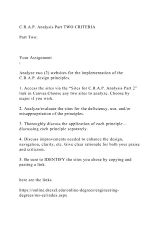 C.R.A.P. Analysis Part TWO CRITERIAPart Two Your Assign.docx