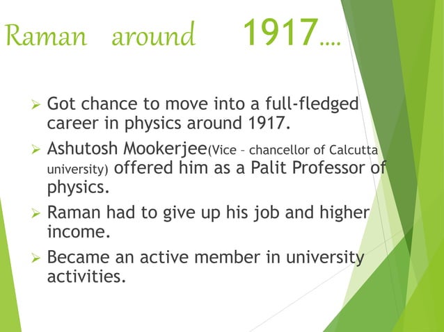 C.V.RAMAN BIOGRAPHY.ppt | Physics | Science