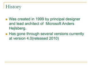 C#.ppt | Programming Languages | Computing