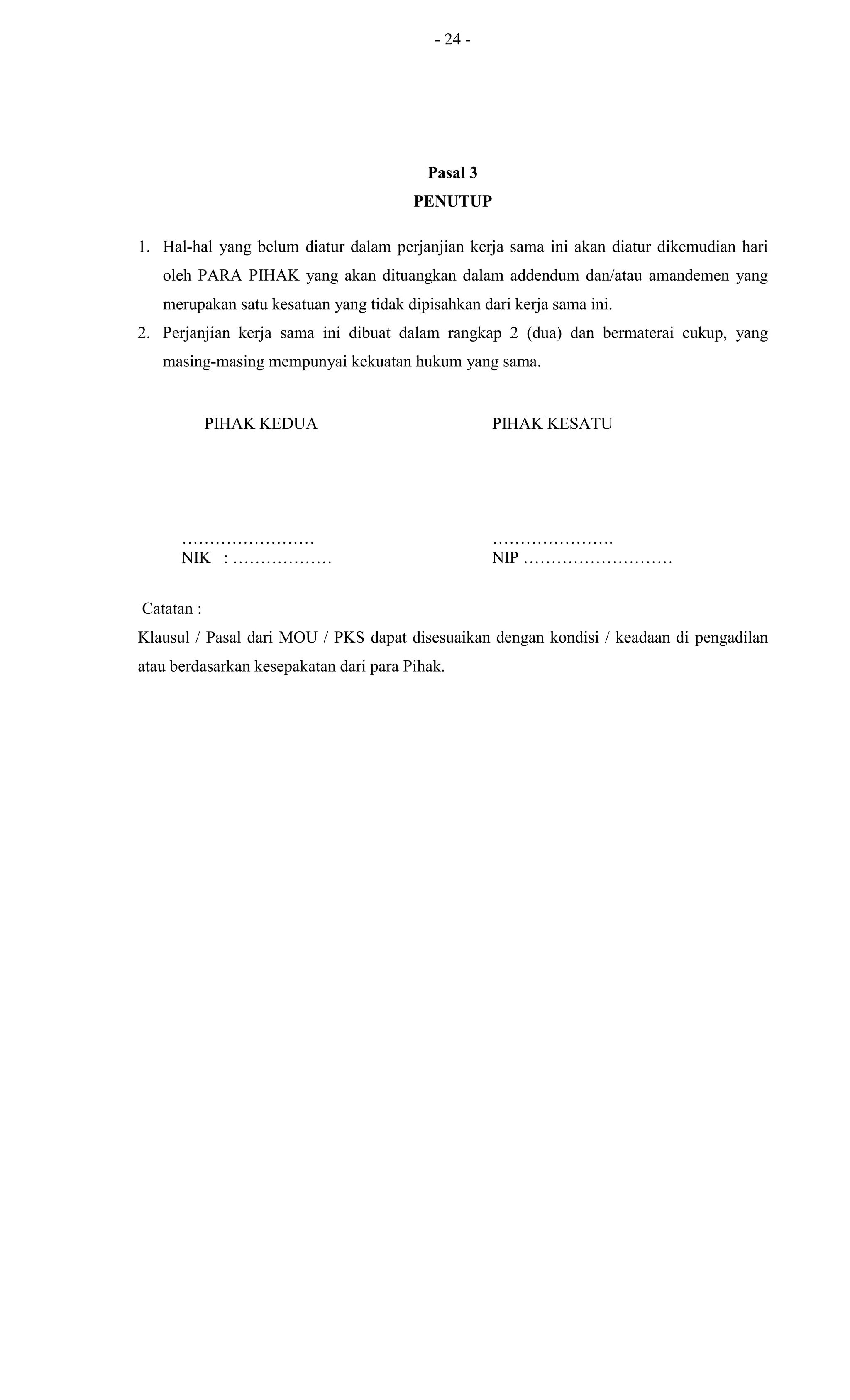 C. Format MOU Kerjasama Disabilitas sangat berkualitas | PDF