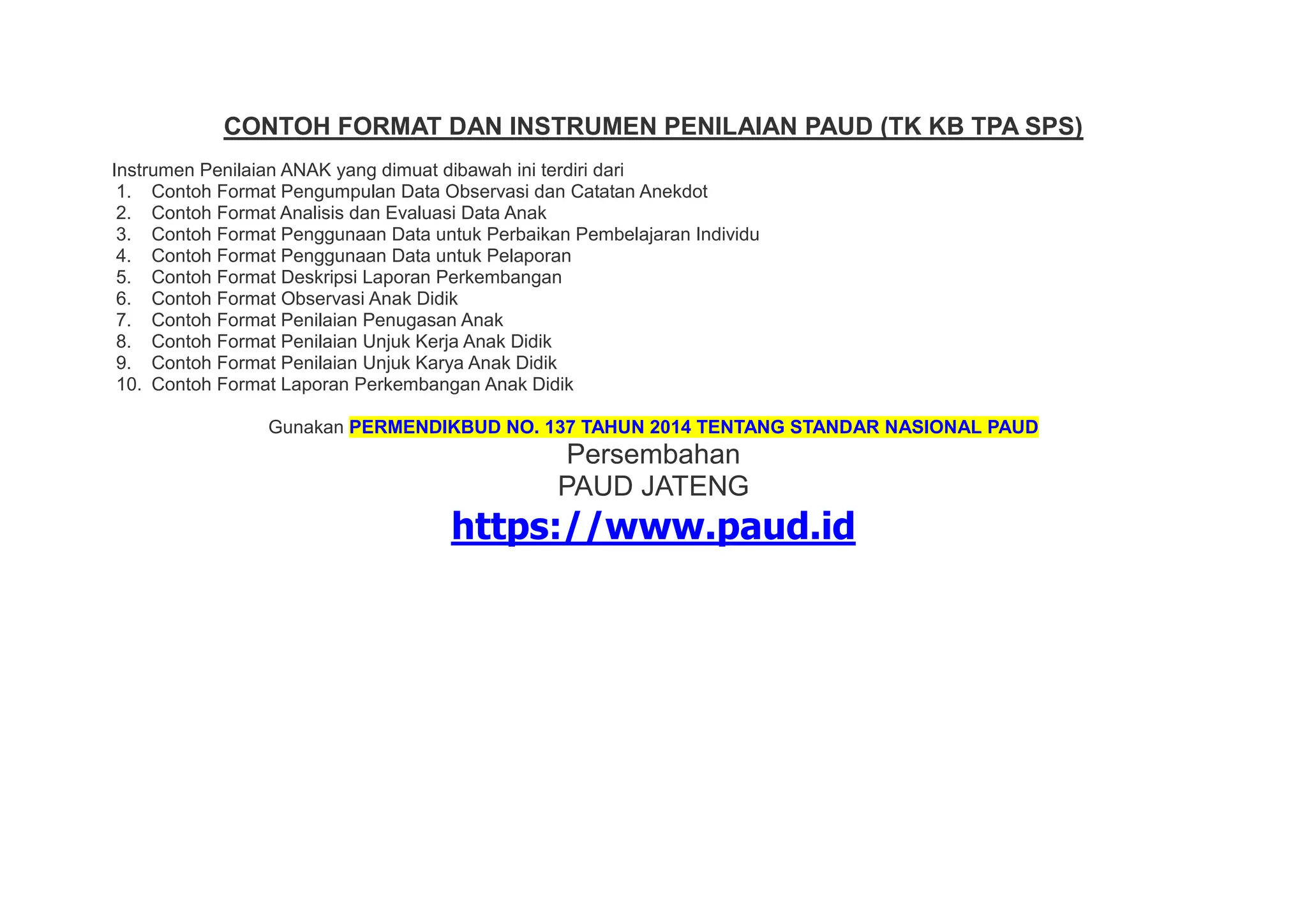 C.6 FORMAT EVALUASI PENILAIAN PAUD TK KB TPA SPS.doc