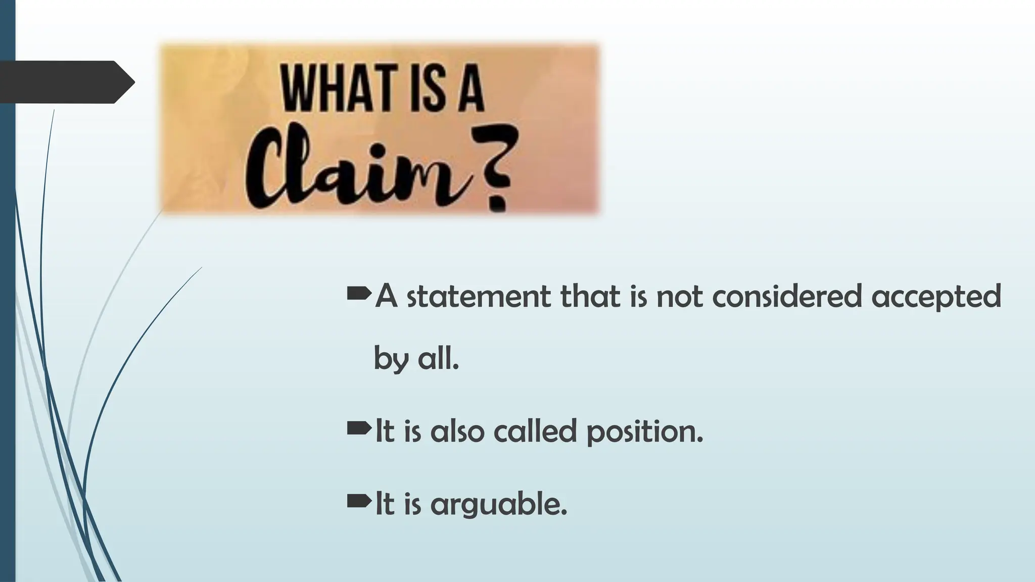 TYPES OF CLAIMS GRADE 11 READING AND WRITING | PPTX