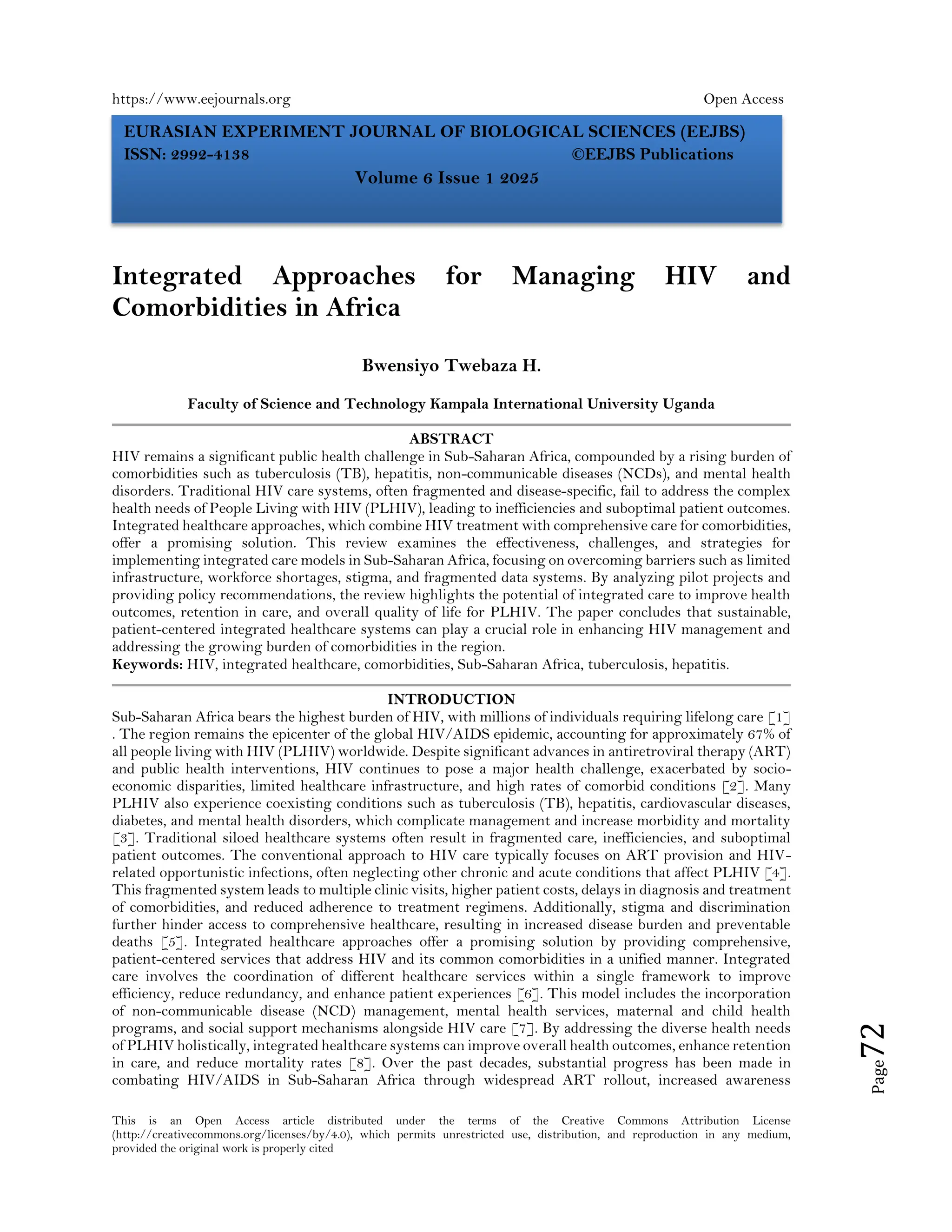 Integrated Approaches for Managing HIV and Comorbidities in Africa (www ...