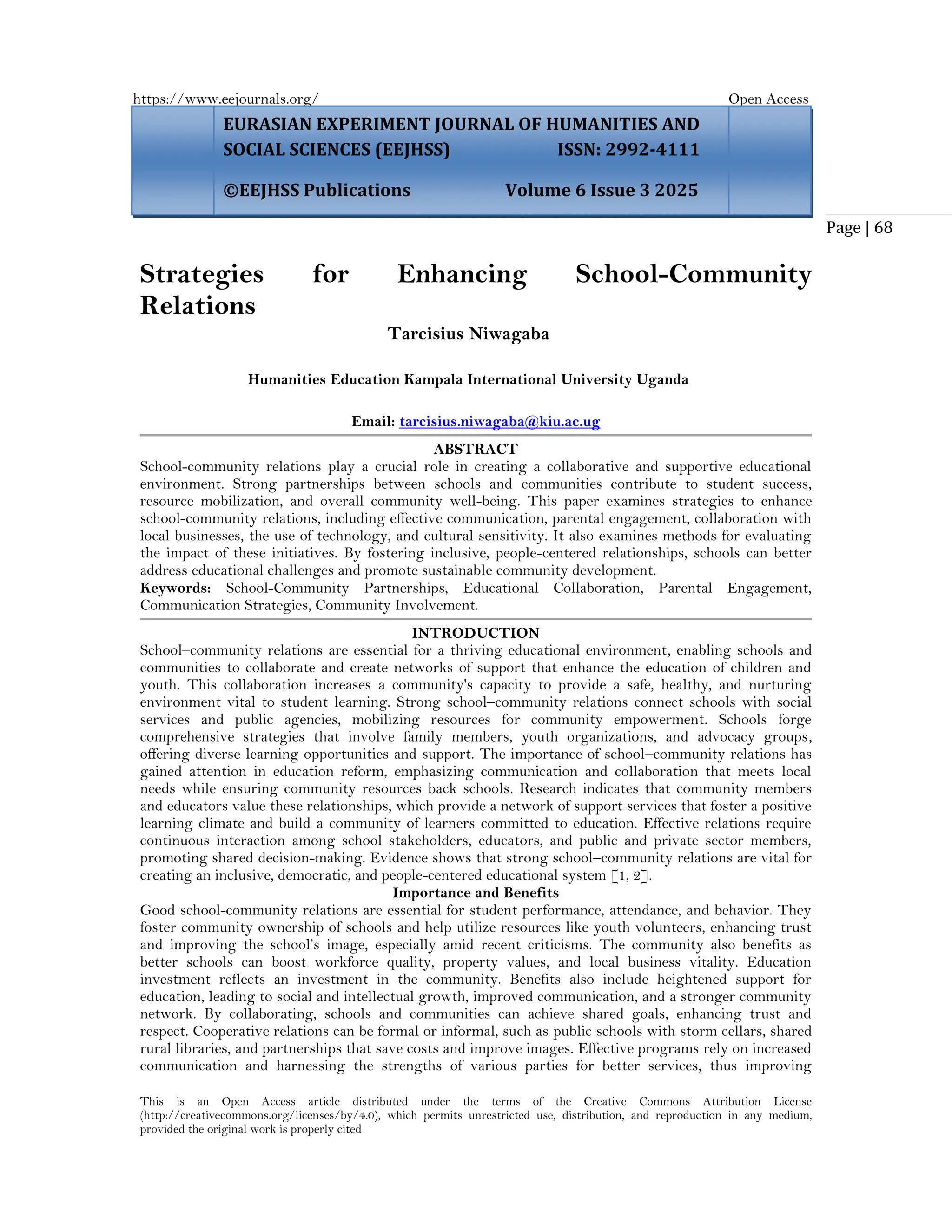Strategies for Enhancing School-Community Relations (www.kiu.ac.ug) | PDF