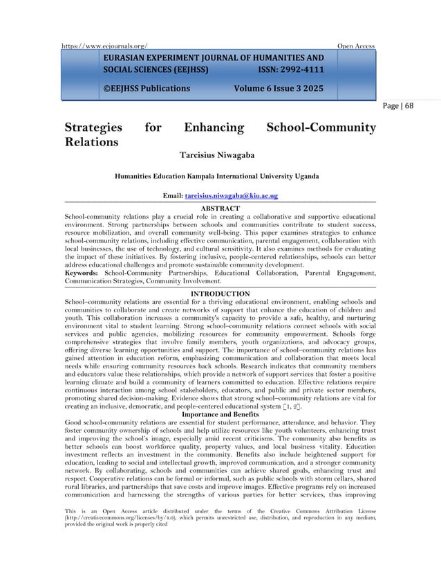 Strategies for Enhancing School-Community Relations (www.kiu.ac.ug) | PDF