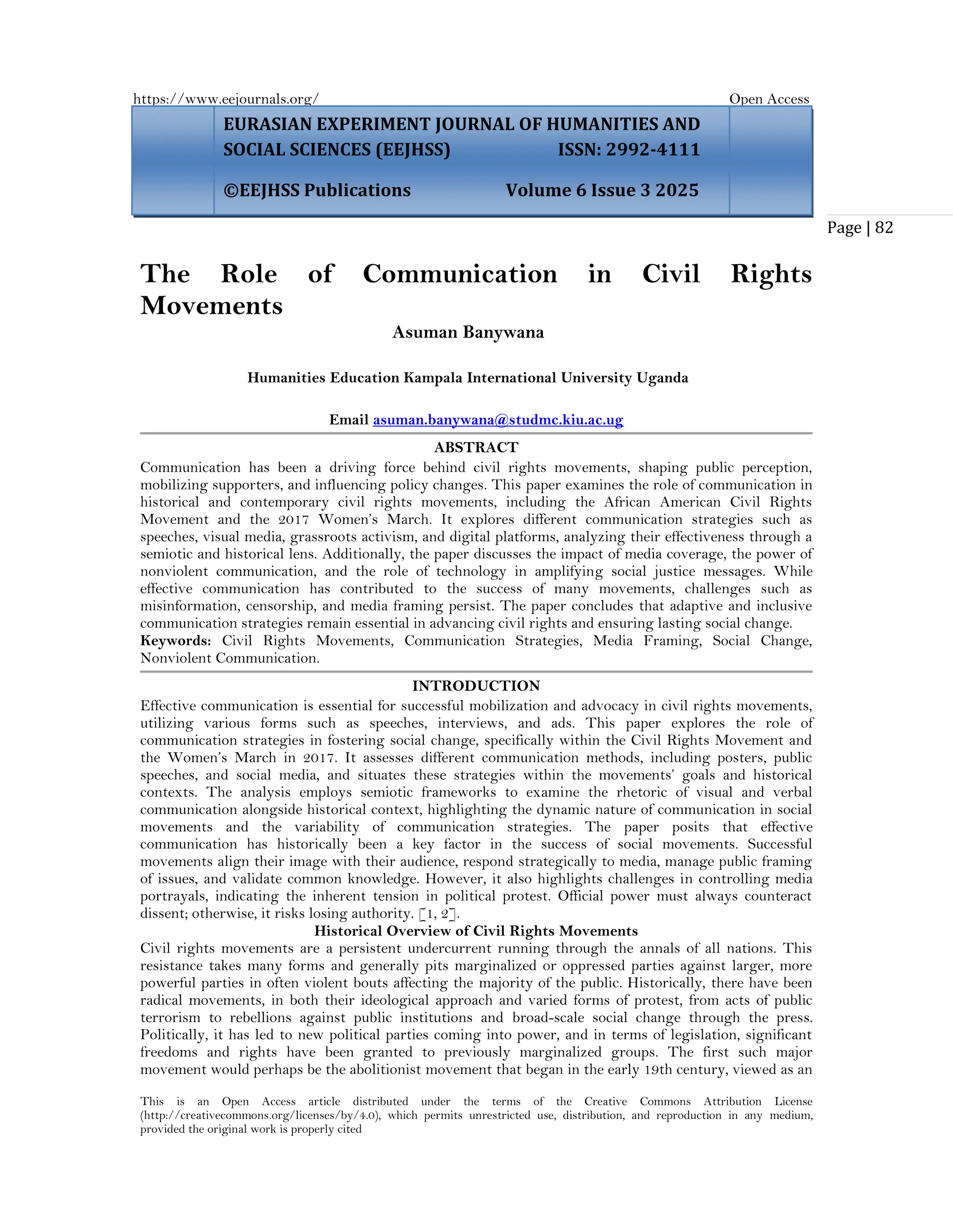 The Role of Communication in Civil Rights Movements (www.kiu.ac.ug) | PDF