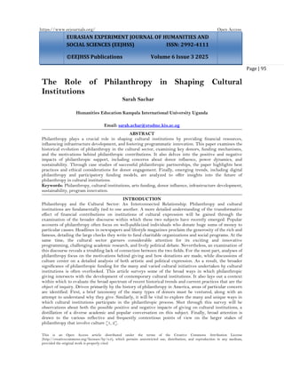 The Role of Philanthropy in Shaping Cultural Institutions (www.kiu.ac ...