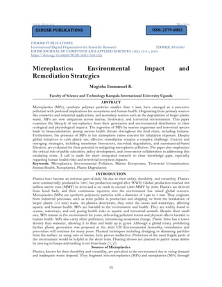 Microplastics: Environmental Impact and Remediation Strategies | PDF