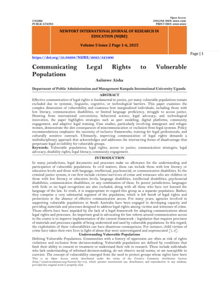 Communicating Legal Rights to Vulnerable Populations (www.kiu.ac.ug) | PDF