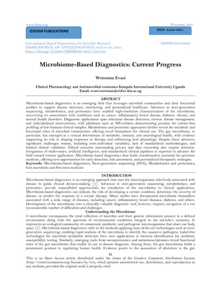 Microbiome-Based Diagnostics: Current Progress (www.kiu.ac.ug) | PDF