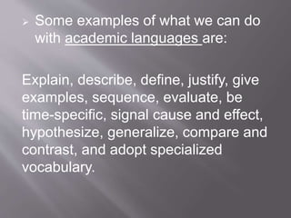languages used in academic text---content and style of academic writing ...