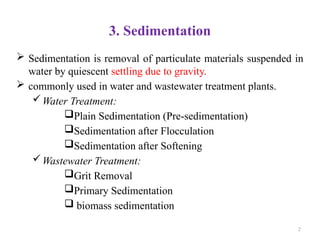C-3_Sedimentation process of water treatment | PPTX