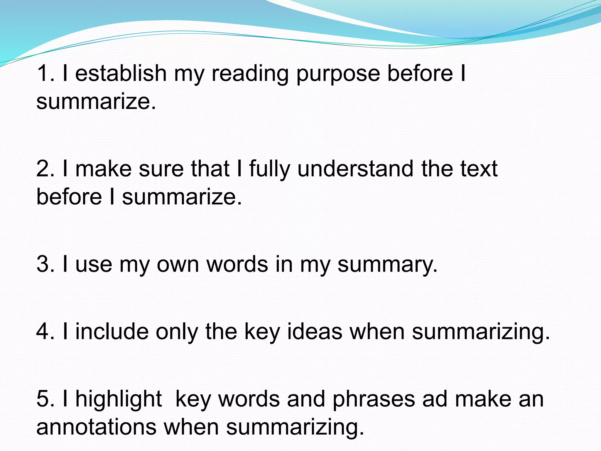BASICS OF SUMMARIZING | PPTX