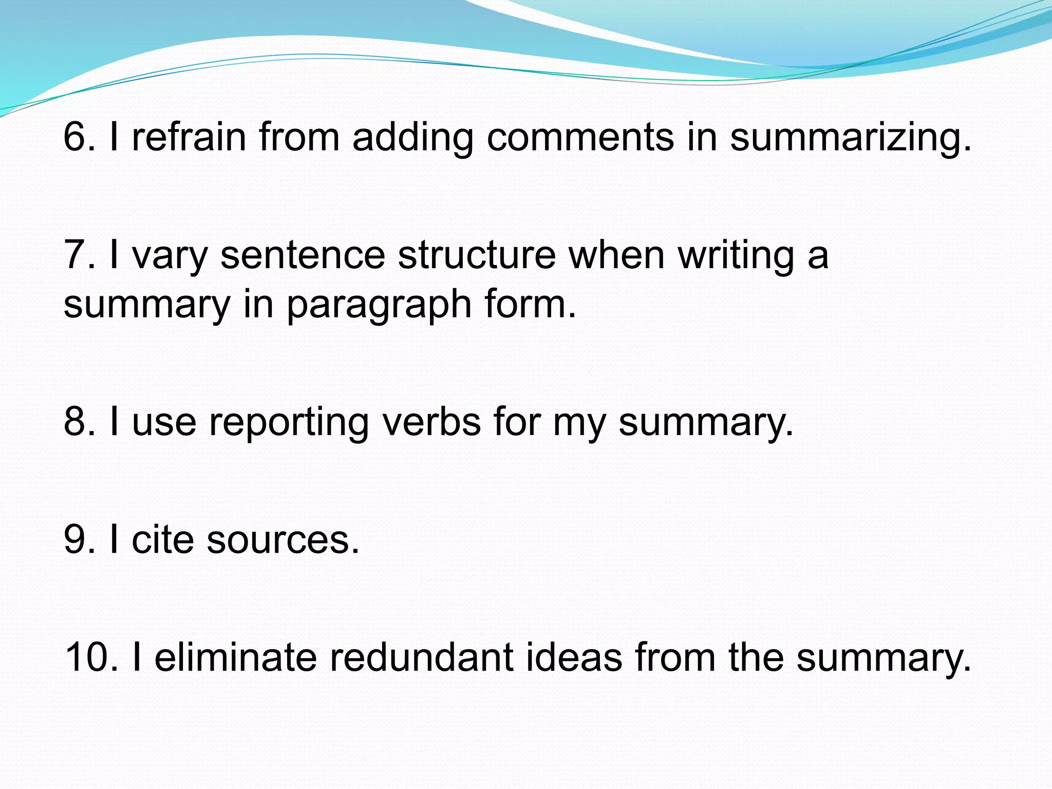 BASICS OF SUMMARIZING | PPTX