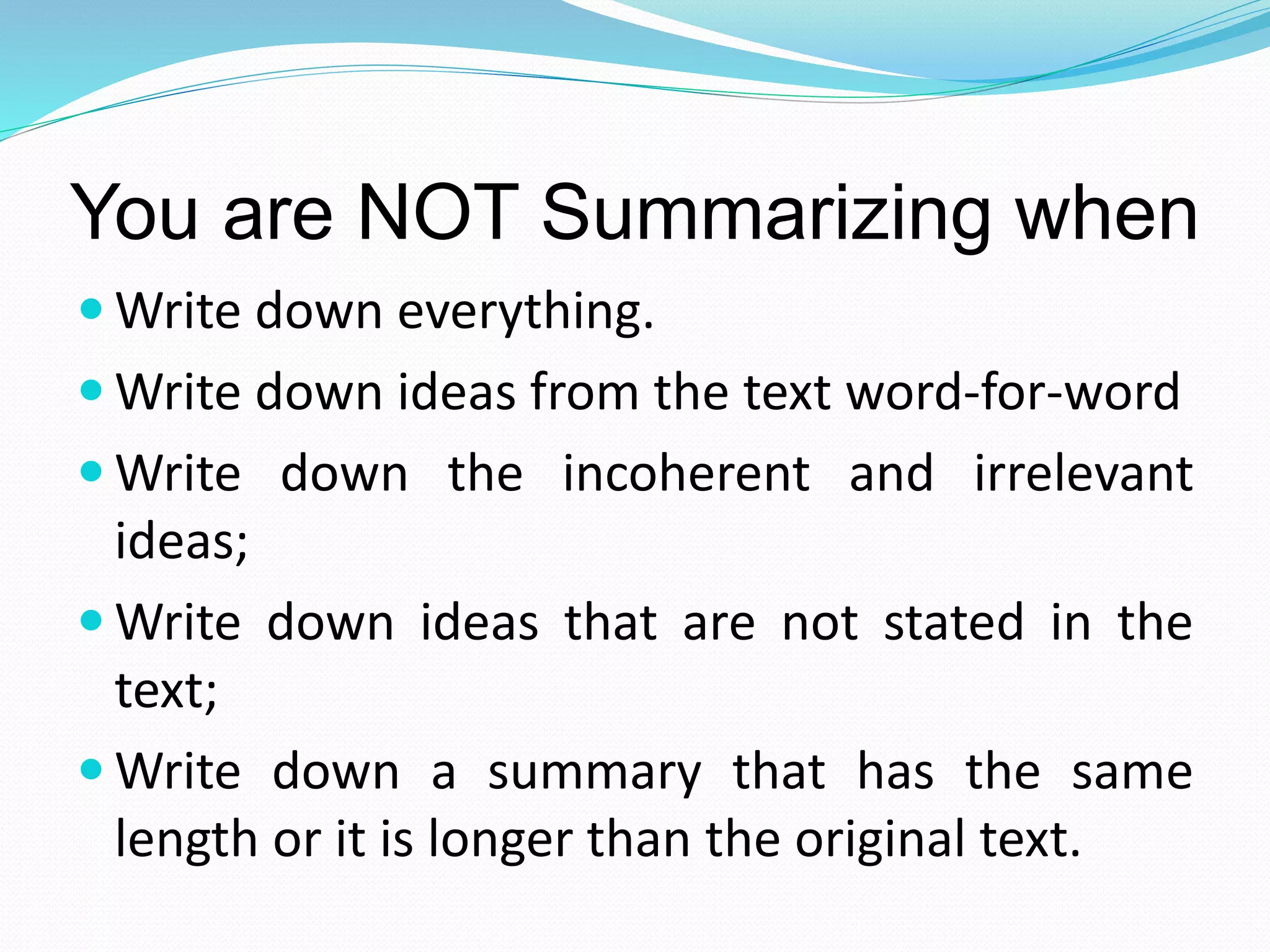 BASICS OF SUMMARIZING | PPTX