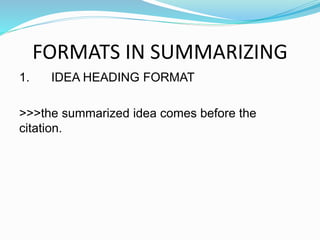 BASICS OF SUMMARIZING | PPTX