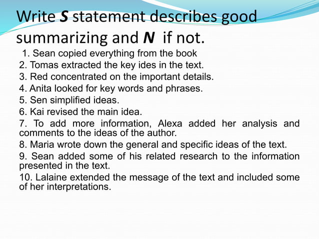 BASICS OF SUMMARIZING | PPT