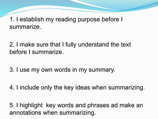 BASICS OF SUMMARIZING | PPTX