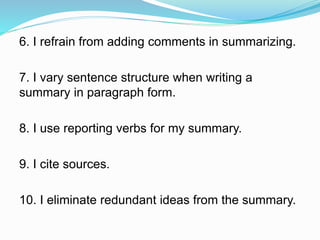 BASICS OF SUMMARIZING | PPTX