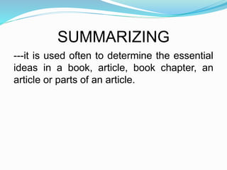 BASICS OF SUMMARIZING | PPTX