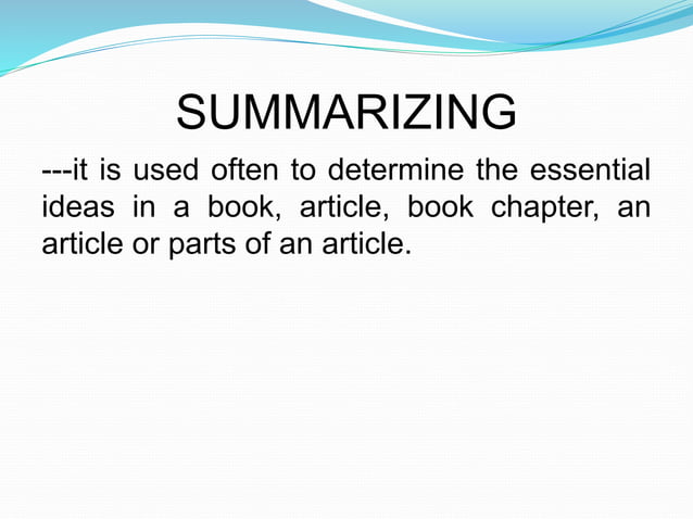BASICS OF SUMMARIZING | PPT