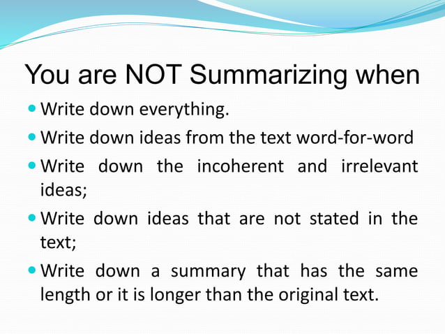 BASICS OF SUMMARIZING | PPT