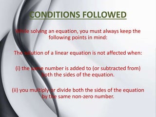 linear equation in two variables | PPT