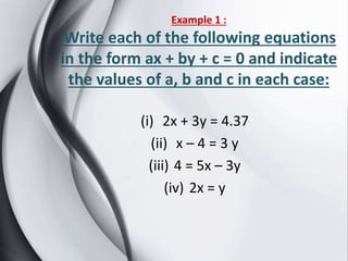 linear equation in two variables | PPT