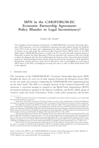 C. Chase - MFN in the CF-EC Economic Partnership Agreement (EPA ...