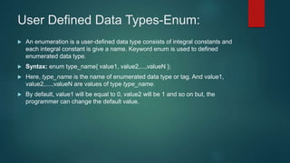 C data types, arrays and structs | PPT