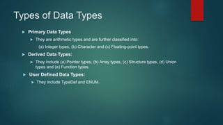 C data types, arrays and structs | PPT