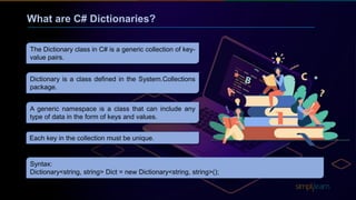 C# Dictionary Hash Table and sets | PPT